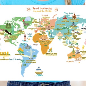 Travel Landmarks on the World Map Famous Places and Global Destinations ...
