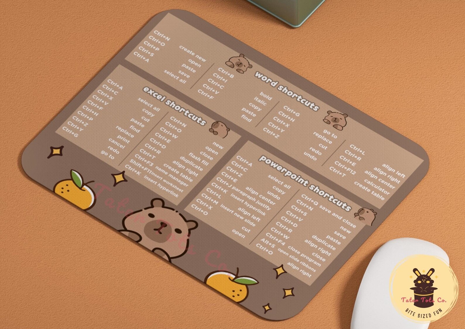 Cute Capybara Words, Excel, and Powerpoint Shortcut Keys for Windows ...