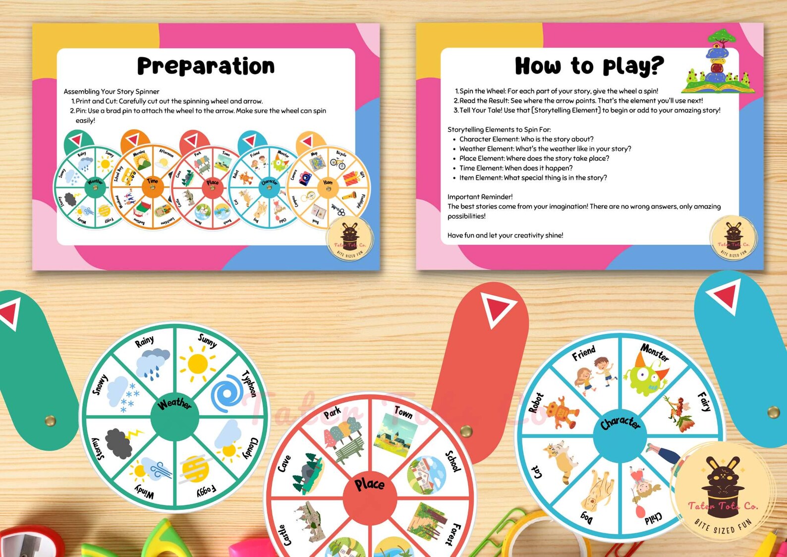 Printable Storytelling Spinners Bundle for Fun Narrative Skills: Story ...