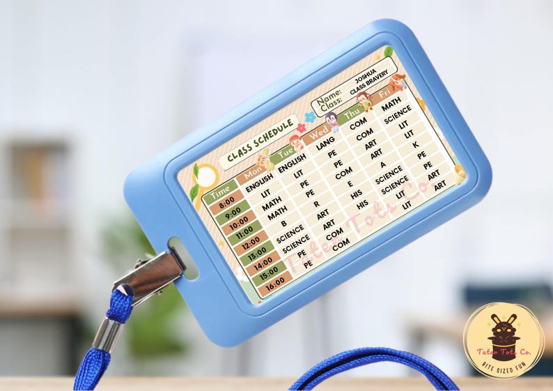 Printable Cute Animals Class Schedule: Weekly School Timetable Lanyard ...