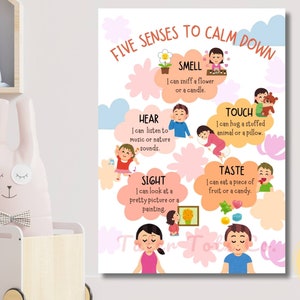 5 Senses Calming Strategies Poster: Help Young Kids Manage Emotions ...