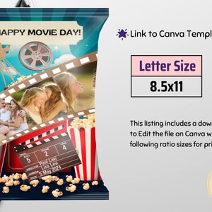 Family Movie Night Photo Collage Frame Cinema Popcorn Background Chip ...