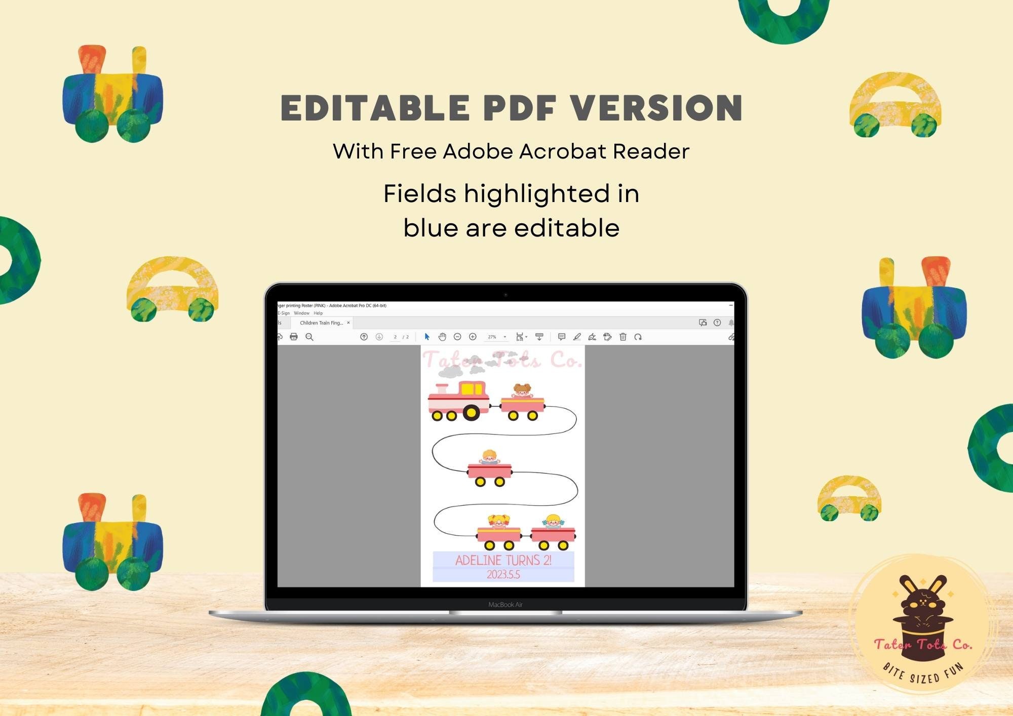 Personalized Children Choo Choo Train Finger Print Preschool Art and ...