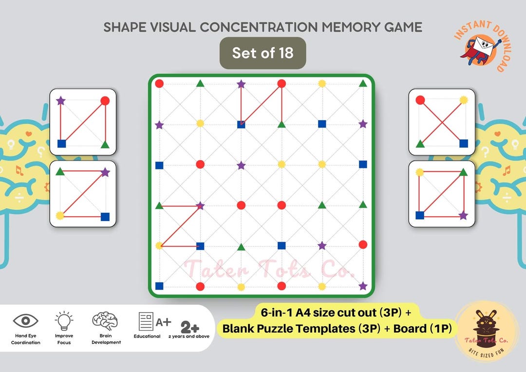 Shape Connect Puzzle Game: Visual Memory Activity for Kids (PDF ...