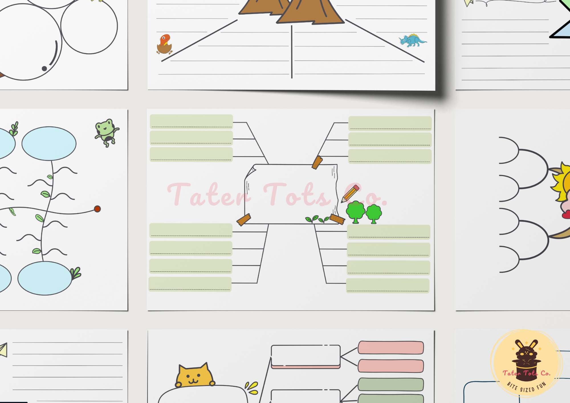 Mind Map Write and Color Templates - Simple Graphic Organizer ...
