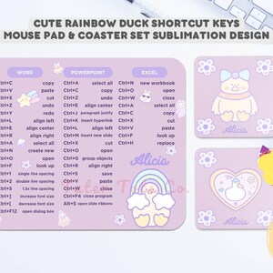 Cute Rainbow Duck, Windows Shortcut Keys Pastel Purple Productivity ...