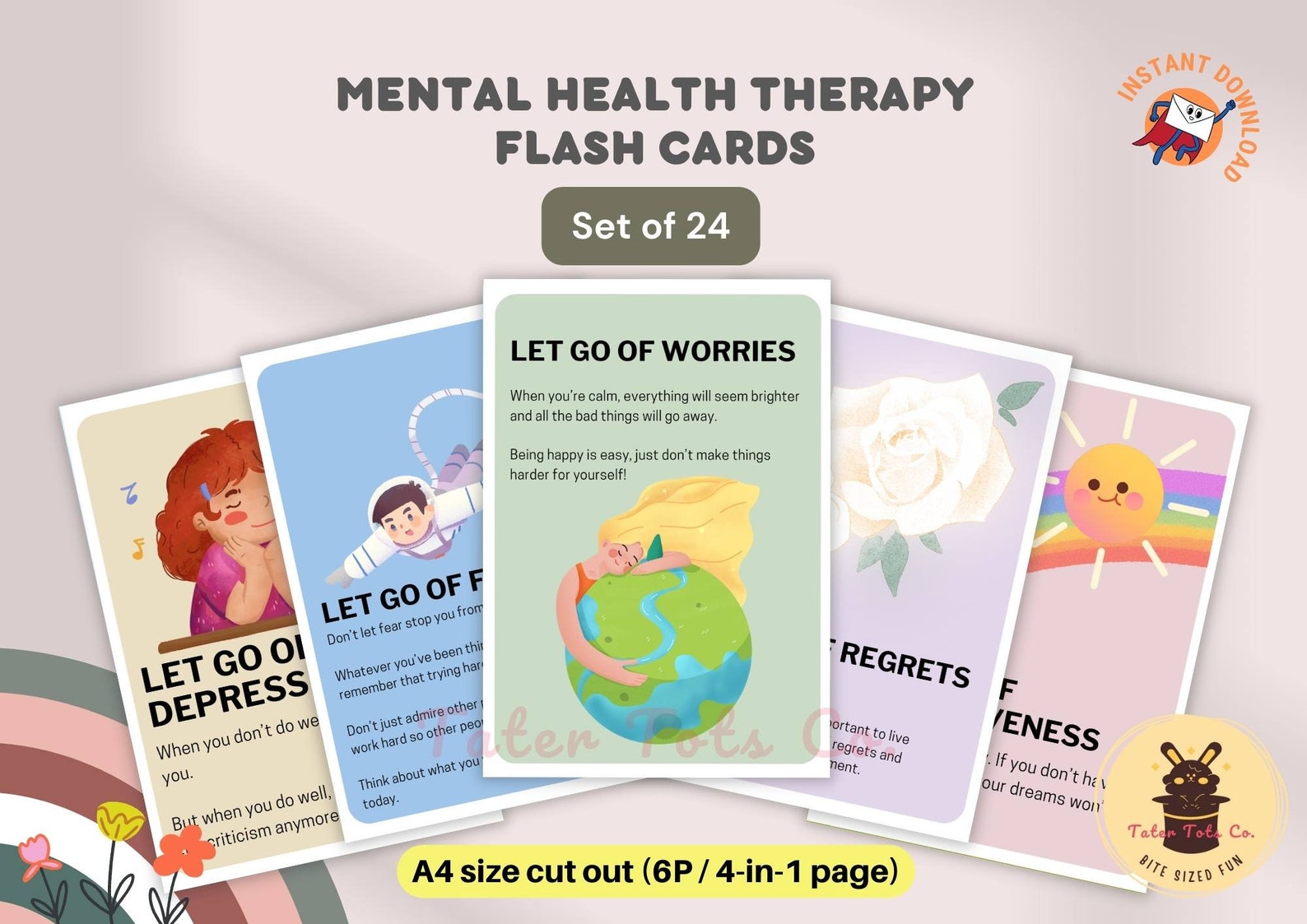 Mental Health Therapy Flashcards Set of 24 - Proverbs About Letting Go ...