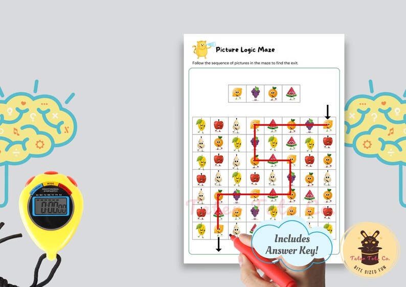 Picture Logic Maze Puzzle Beginner Level Set of 8 Engaging Mazes for ...
