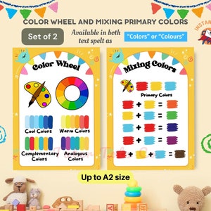 Preschool Classroom Art and Craft Lesson Display Color Wheel Chart and ...