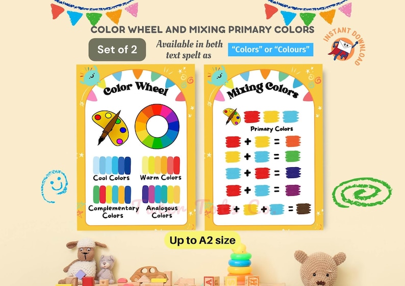 Preschool Classroom Art and Craft Lesson Display Color Wheel Chart and ...