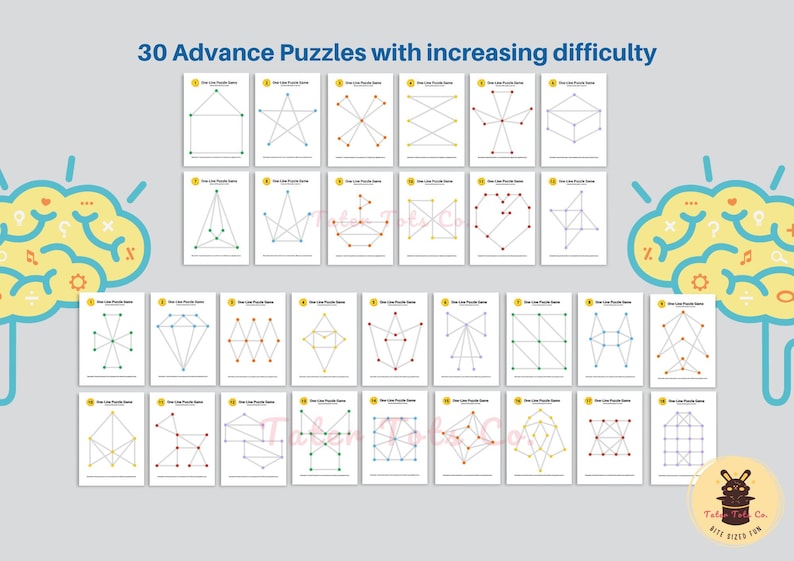 One-line Stroke Continuous Line Puzzle Game (advanced Bundle) - Set of ...