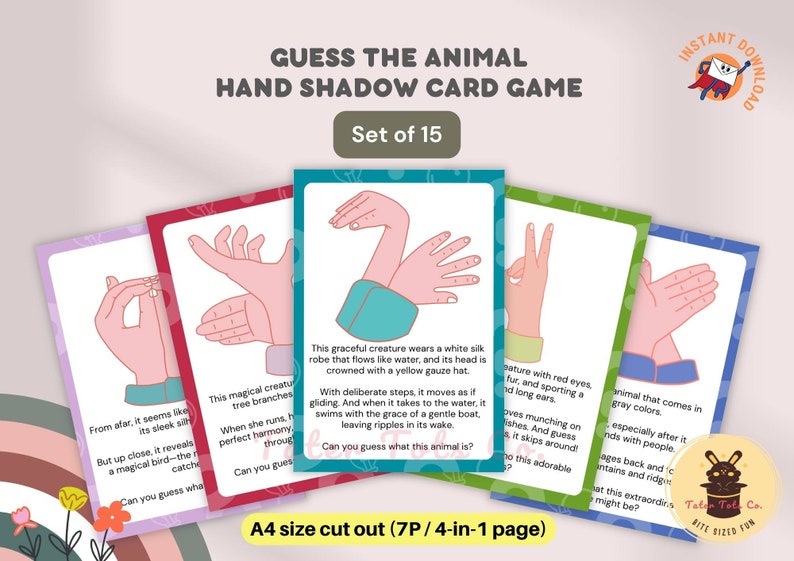 Guess the Animal Hand Shadow Puppets Guide Printable Card Game ...