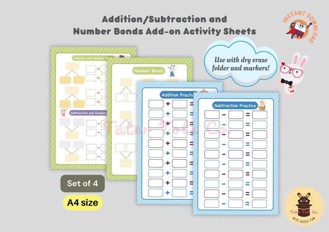 Addition/subtraction Number Bonds Activity Sheets Add-on Bundle ...