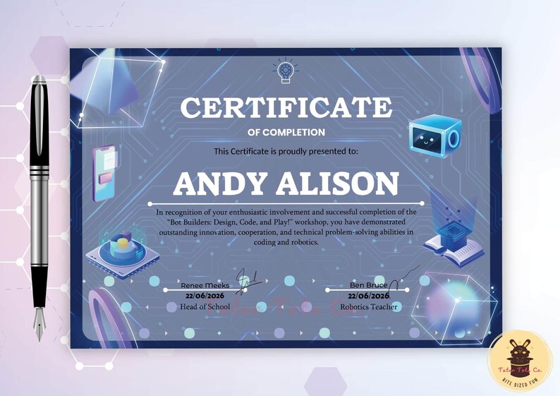 Editable Technology Award Certificate: STEM, Coding, Robotics (PDF ...