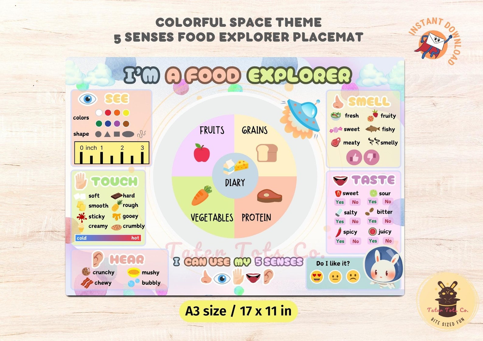 Space Food Explorer Eating Placemat Food Groups, Flavor Discovery Using ...