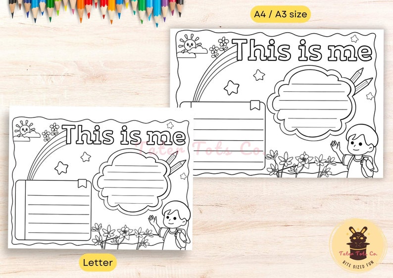 All About Me Boy Color Poster Template | Who Am I/this is Me Kids ...