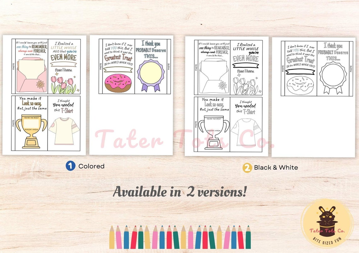 Printable Mother’s Day Story Prompts Foldable Gift Card Coloring Easy ...
