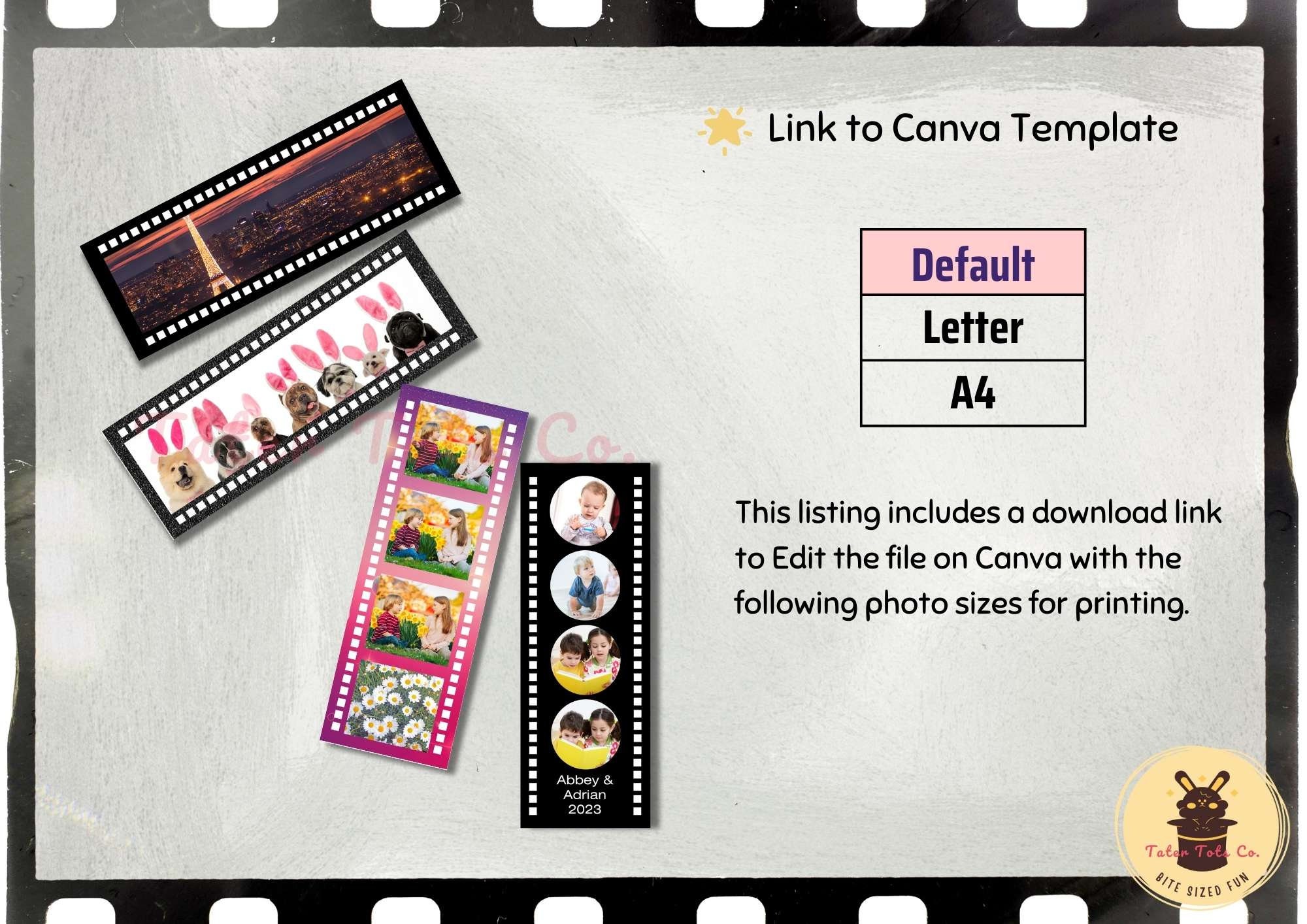 Film Border Photo Booth Strip Pic Collage Movie Reel Photography A4 and ...