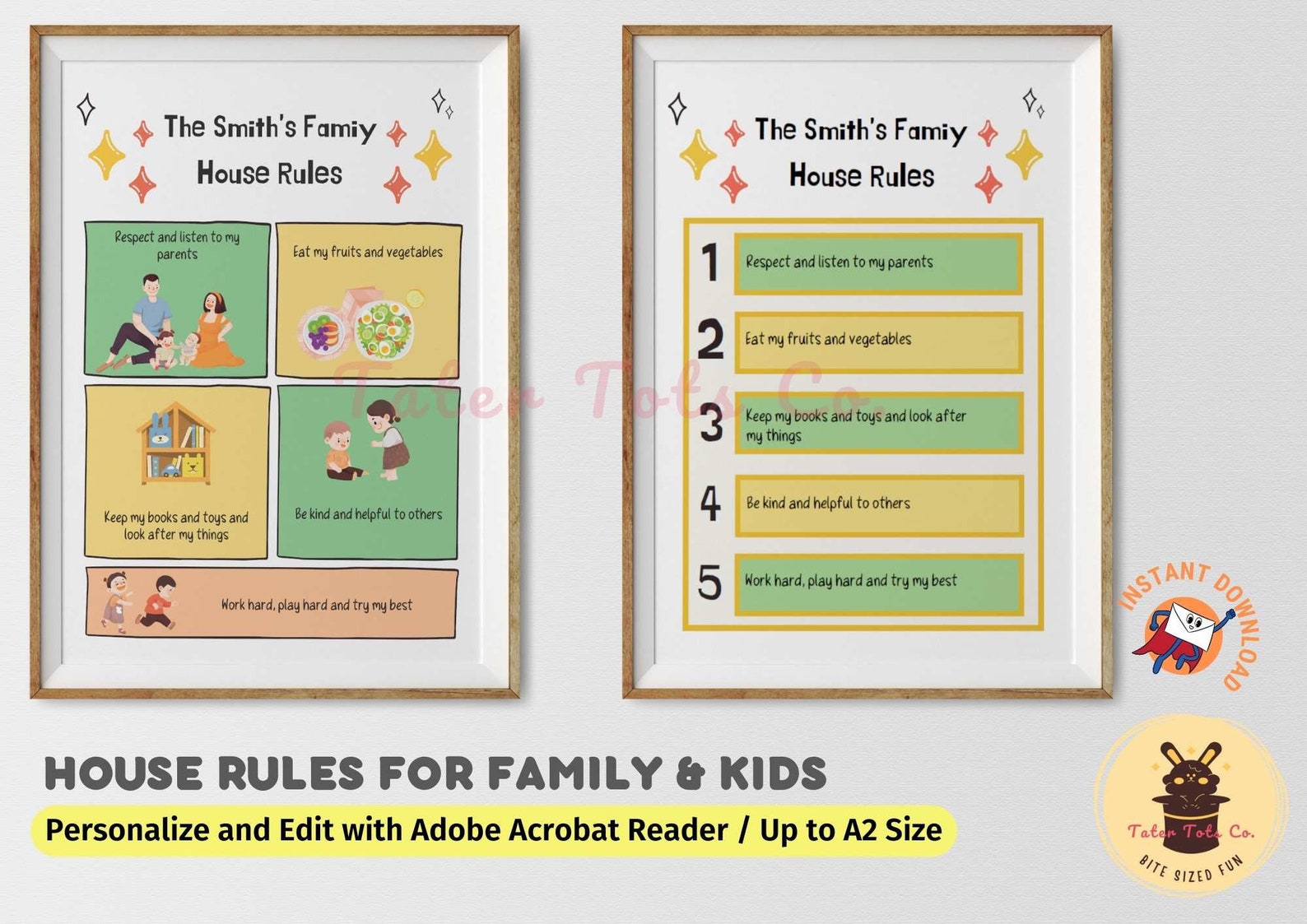 House Rules Personalized Family Name Editable Template for - Etsy