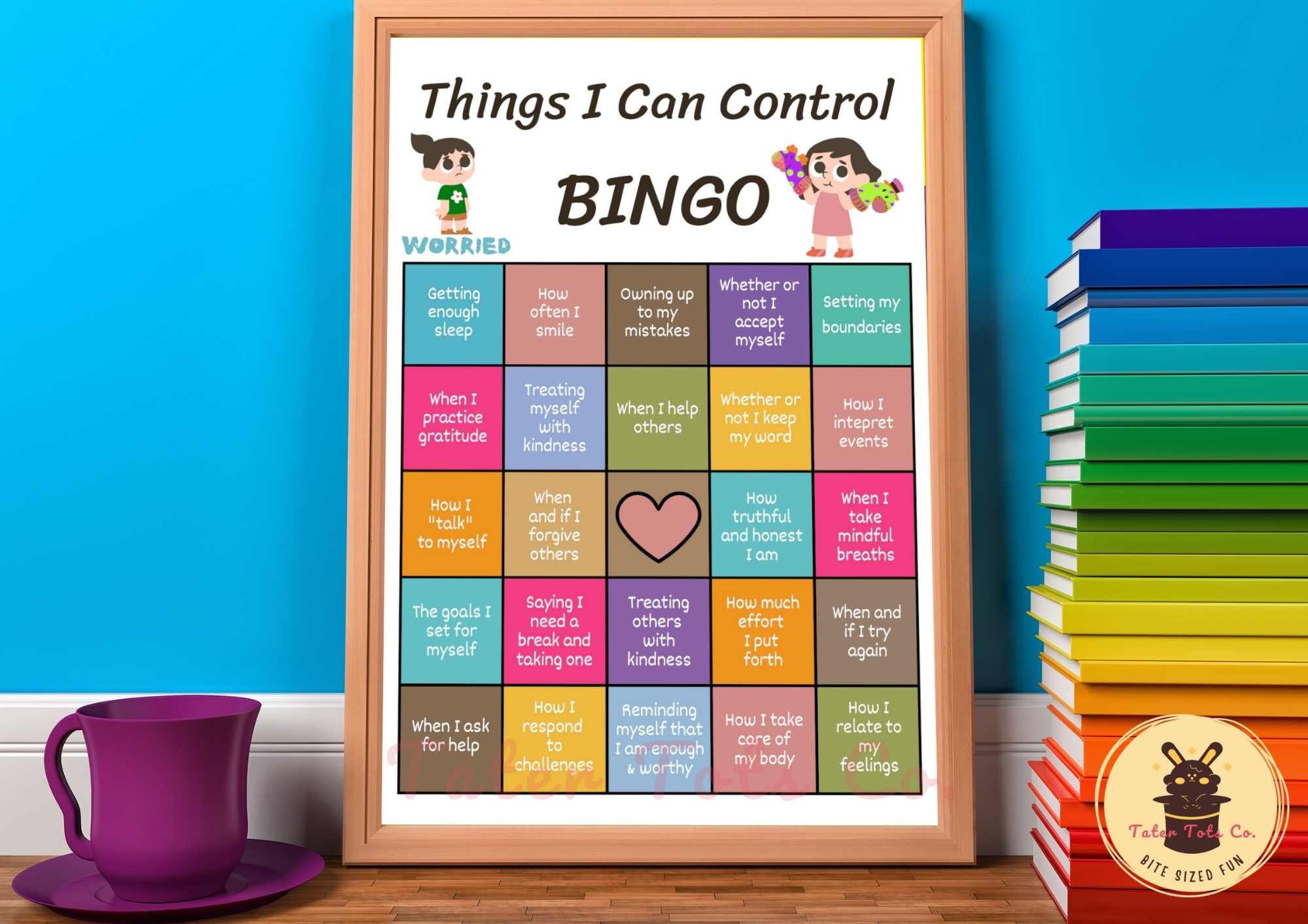 Self Control Kids Bingo Card Game and Poster, Emotional Regulation ...