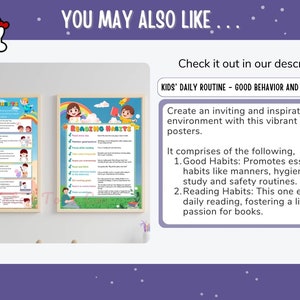Colorful Children's Good Habits Poster Daily Routine and Manners Guide ...