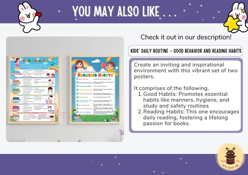 Colorful Children's Good Habits Poster Daily Routine and Manners Guide ...