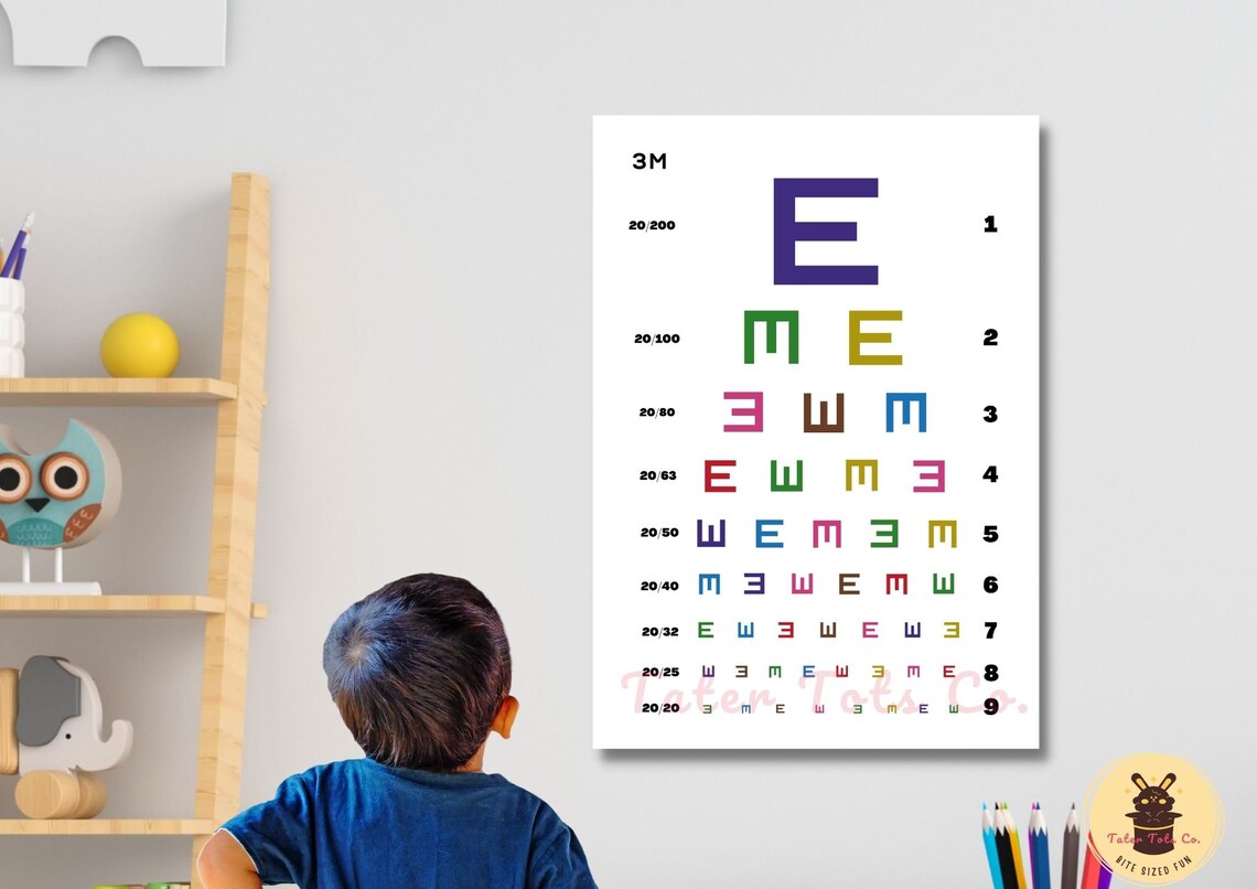 Simple Rainbow Tumbling Letter E Eye Test Chart Ophthalmology Snellen ...