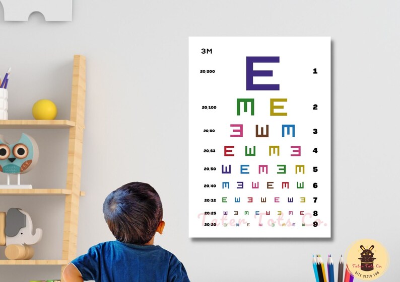 Simple Rainbow Tumbling Letter E Eye Test Chart Ophthalmology Snellen ...