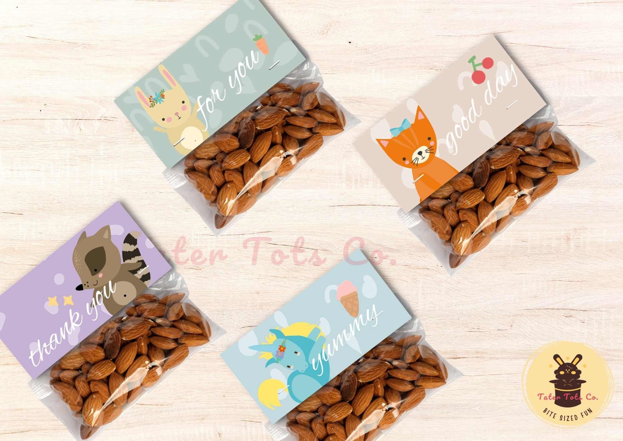 Cute Animal Goodie Bag Topper Label for Small Baked Goods – Party Gift Favor, Snacks for Kids ...