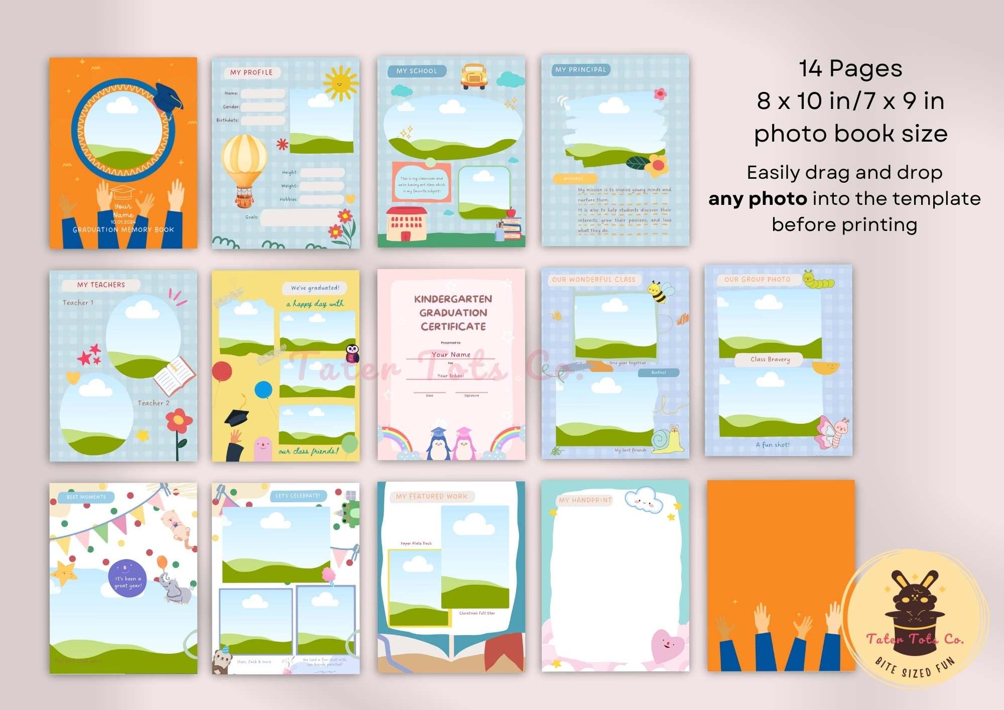 Preschool Graduation Memory Book: Canva Template for Kindergarten Prek ...