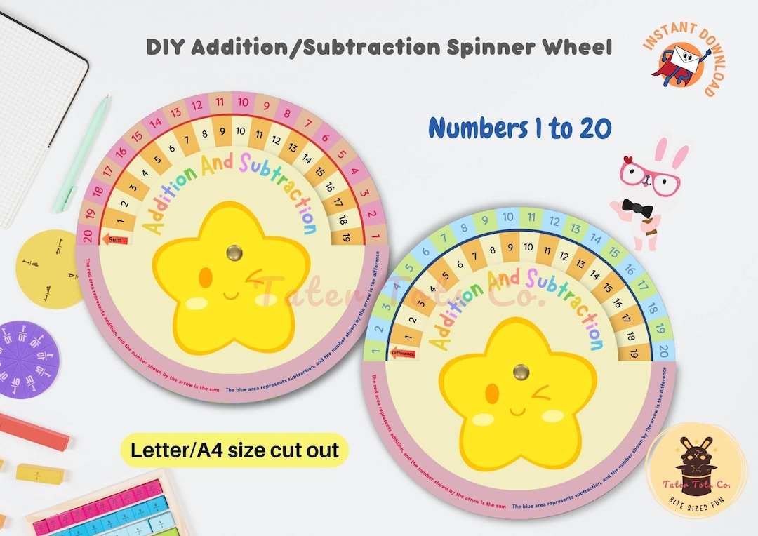 DIY Addition and Subtraction Spinner Wheel Math Craft Printable for ...