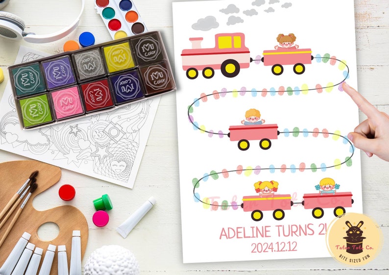 Personalized Children Choo Choo Train Finger Print Preschool Art and ...