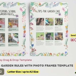 School Garden Rules for Kids Gardening With Photo Frames and Tropical ...