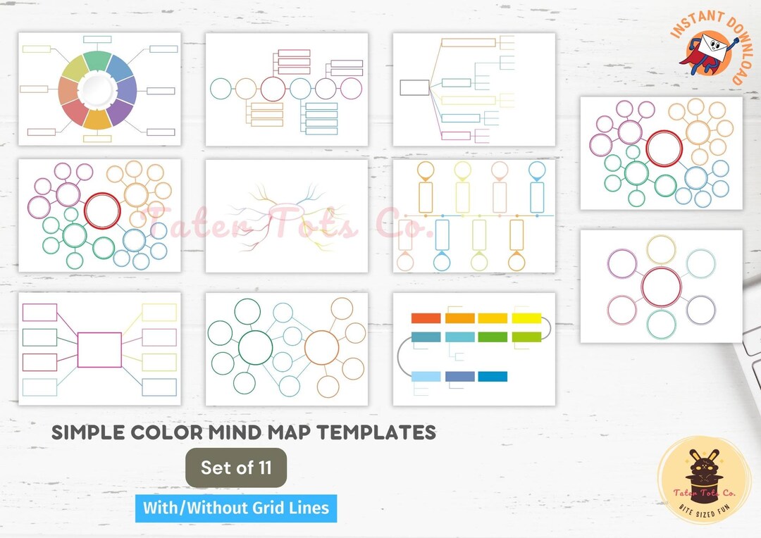 Color Mind Map Templates: Enhance Classroom Note-taking and - Etsy