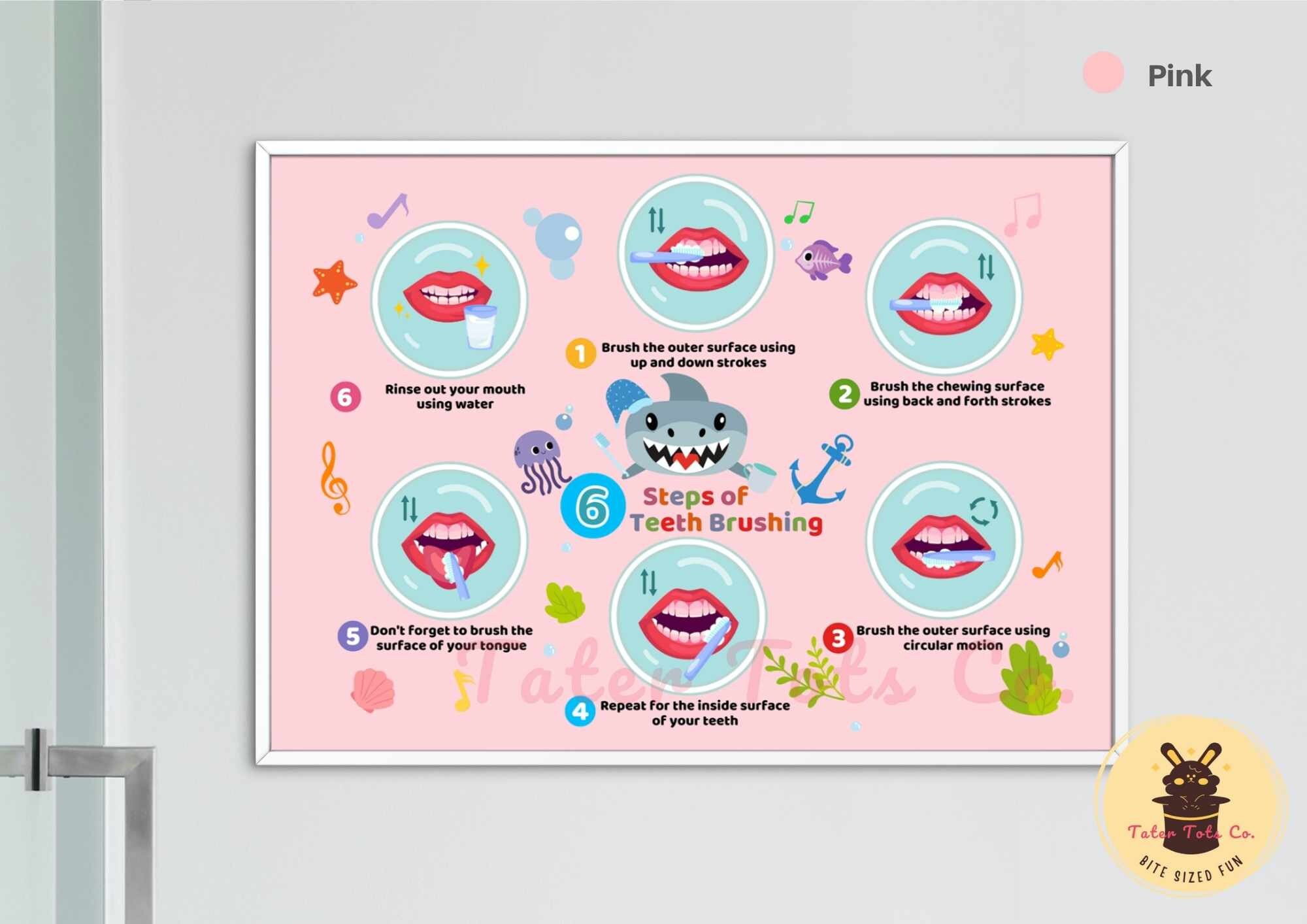 Steps on How to Brush Your Teeth Poster for Kids Dental Hygiene, Health ...