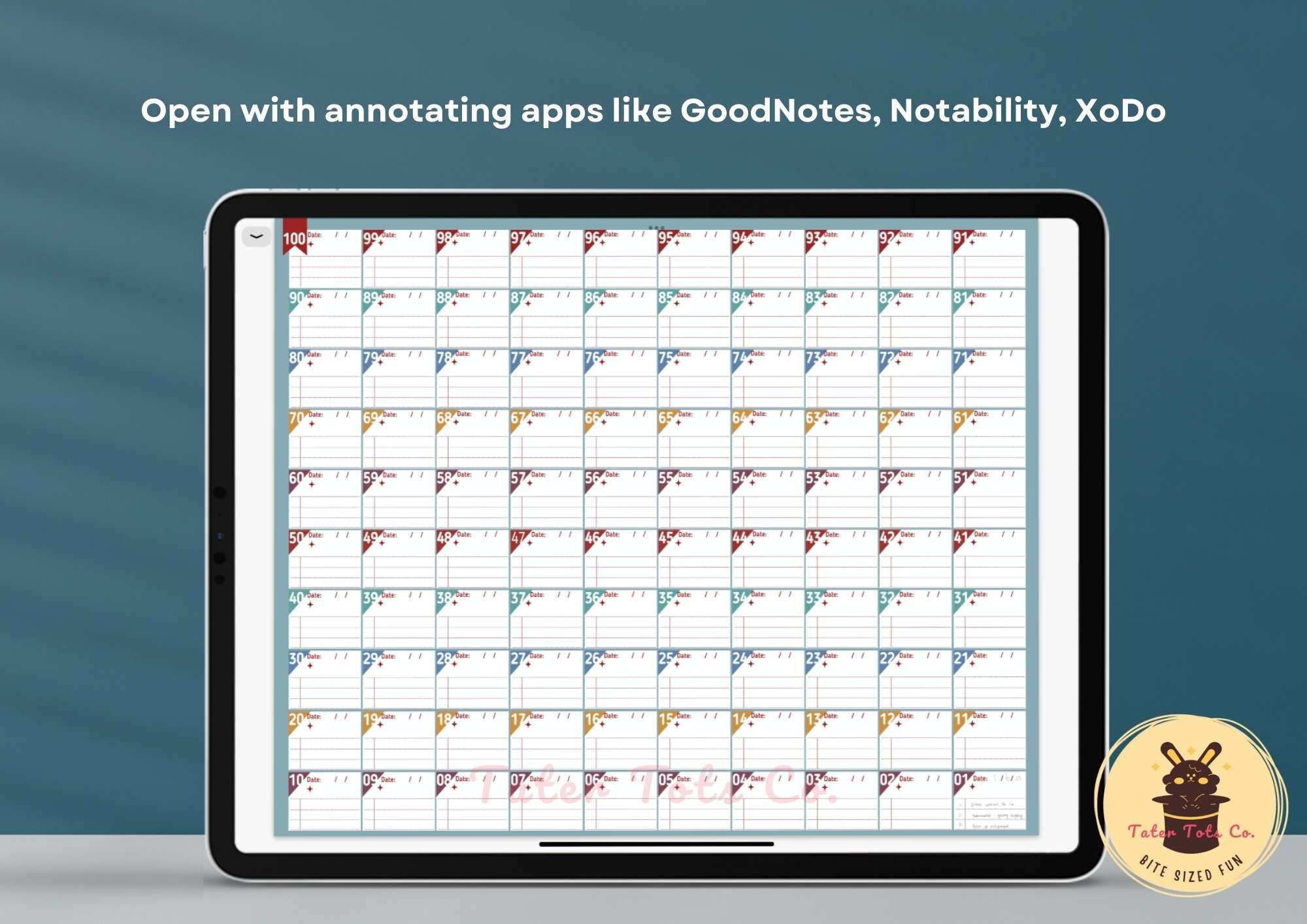 100 Day Challenge Planner Countdown Schedule Template Habit Tracker ...