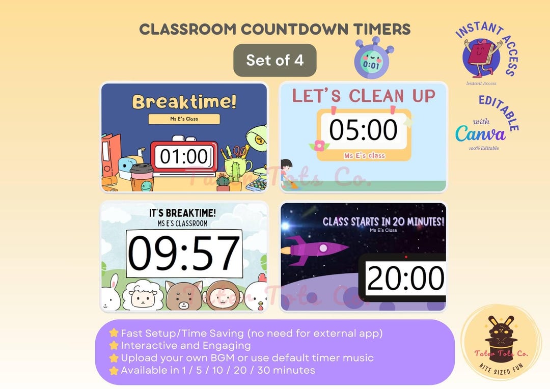 Classroom Countdown Timers for Enhanced Productivity in 1, 5, 10, 20 ...