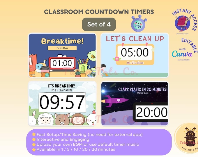 Classroom Countdown Timers for Enhanced Productivity in 1, 5, 10, 20 ...