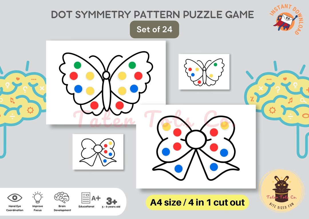 Dot Symmetry Pattern Mirror Reflection Game Bundle - Cognitive Training ...