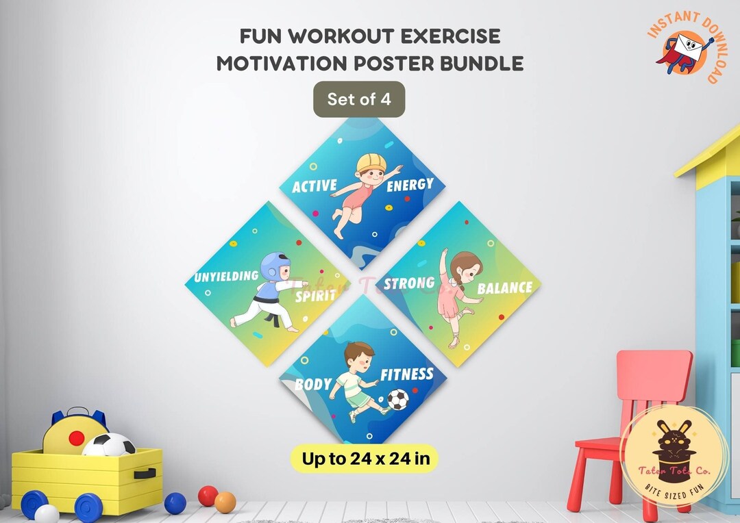 Sports Exercise Motivation Posters Bundle Inspirational Wall Art and ...