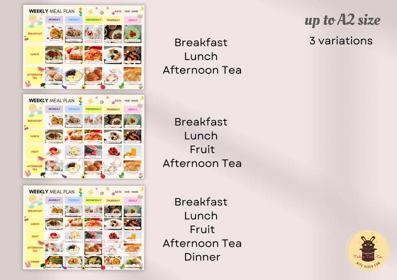 Daycare Weekly Meal Plan With Food Picture: Canva Template for ...