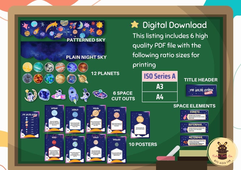Solar System Planets Bulletin Board Pack With Night Sky Space - Etsy