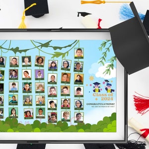Student Graduation Photo Collage Template for School, Kindergarten, and ...