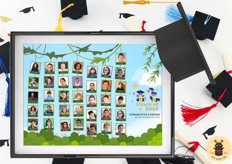 Student Graduation Photo Collage Template for School, Kindergarten, and ...