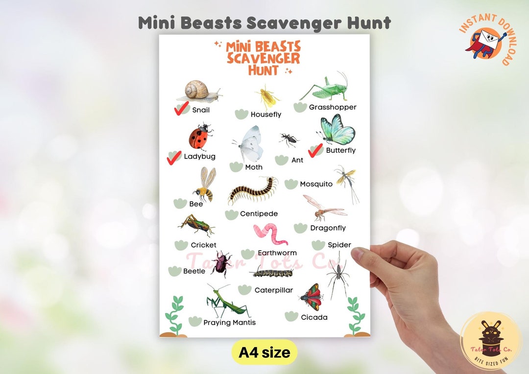 Insect Scavenger Hunt Checklist: Watercolor Bugs, Nature Walk (PDF) - Etsy