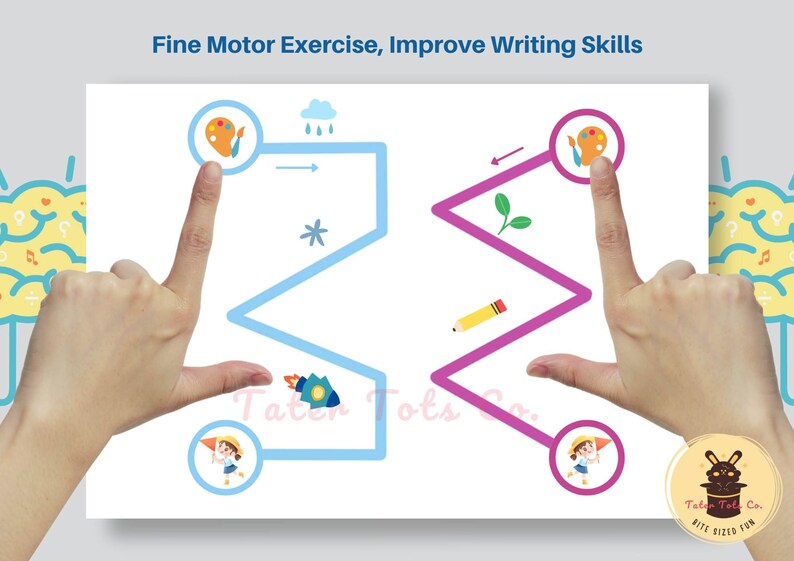 Double Doodle Bilateral Finger Mazes, Colorful and Cute Theme ...