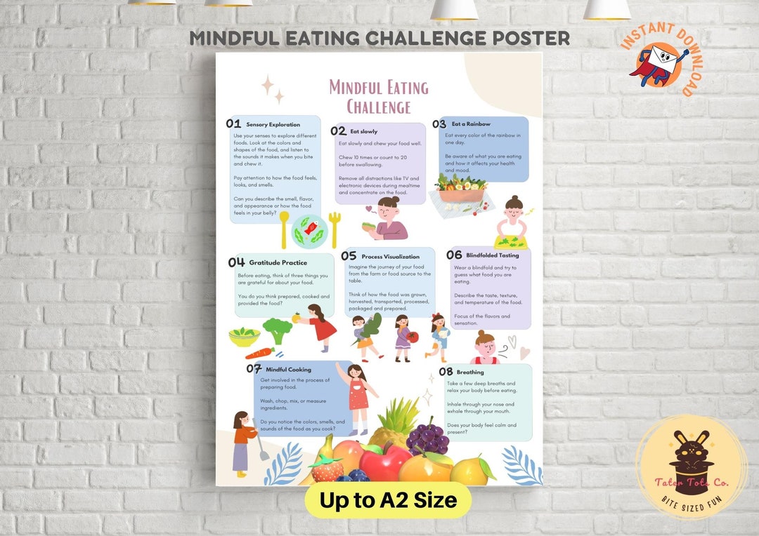 Mindful Eating Challenge Poster for Promoting Healthy Eating, Kids Eat ...