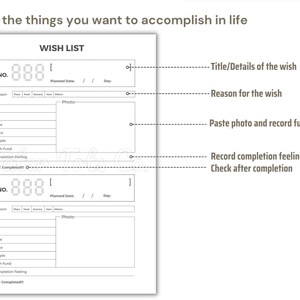 Printable Wish List Checklist Things to Do Planner Record Book - Etsy