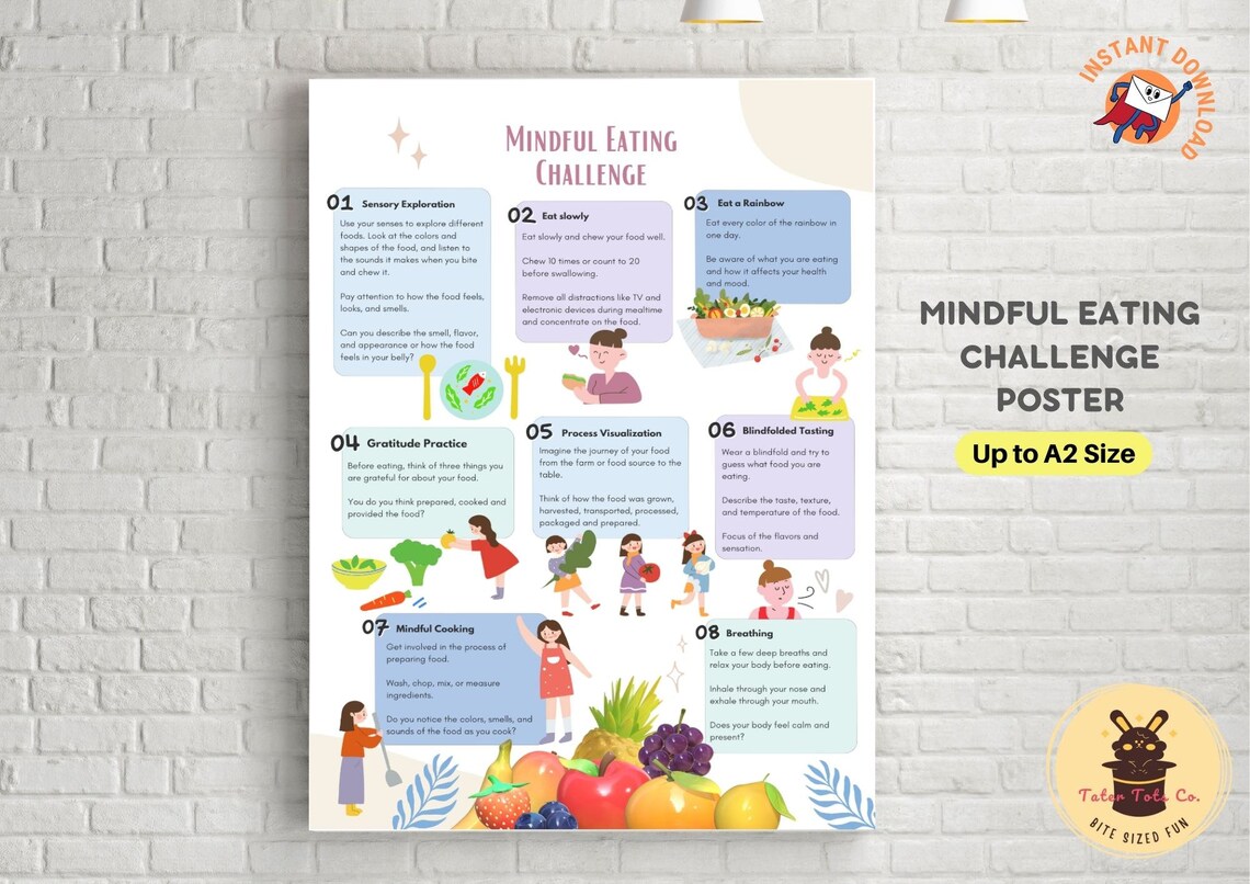 Mindful Eating Challenge Poster for Promoting Healthy Eating, Kids Eat ...