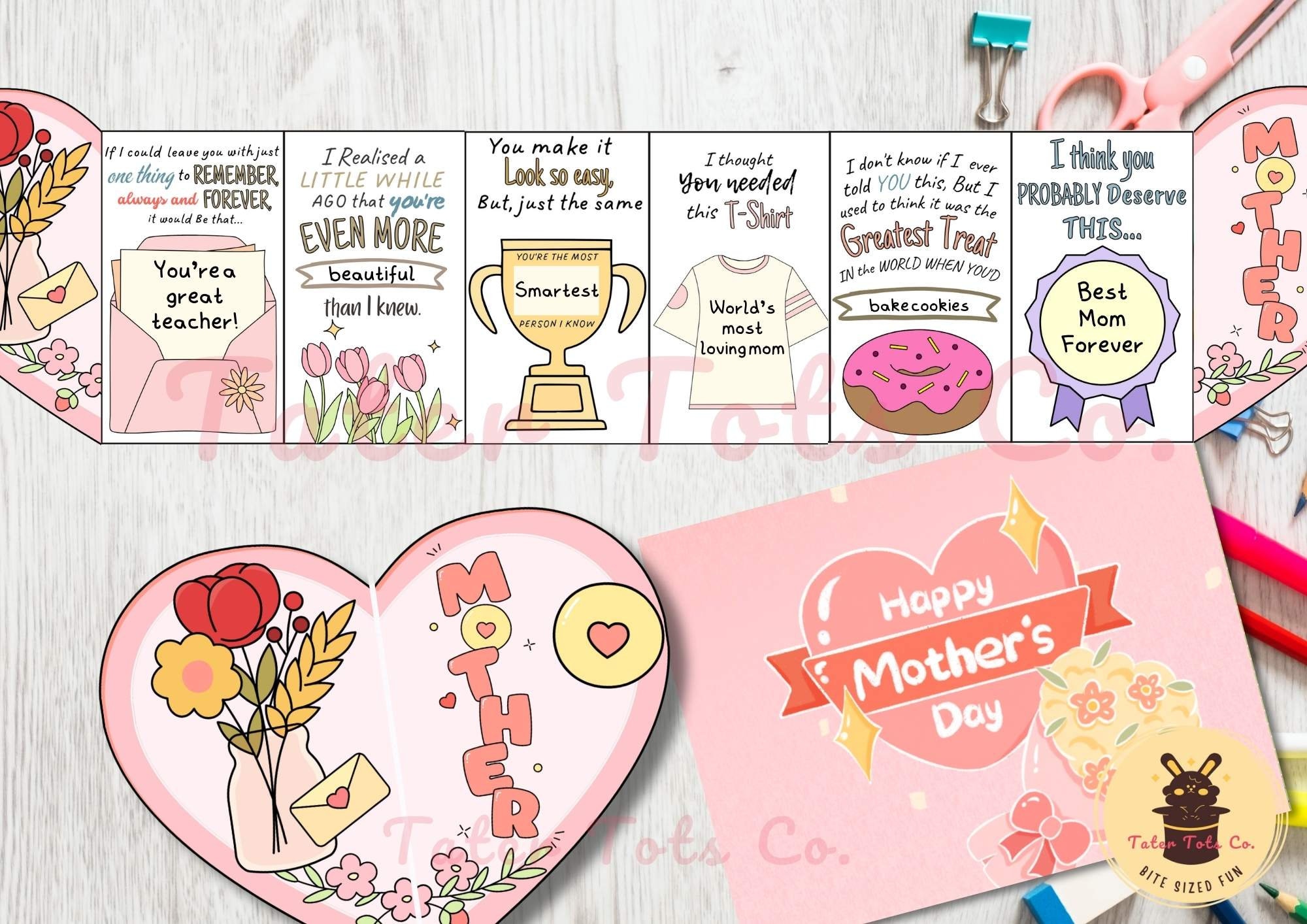 Printable Mothers Day Story Prompts Foldable Gift Card Coloring Easy ...
